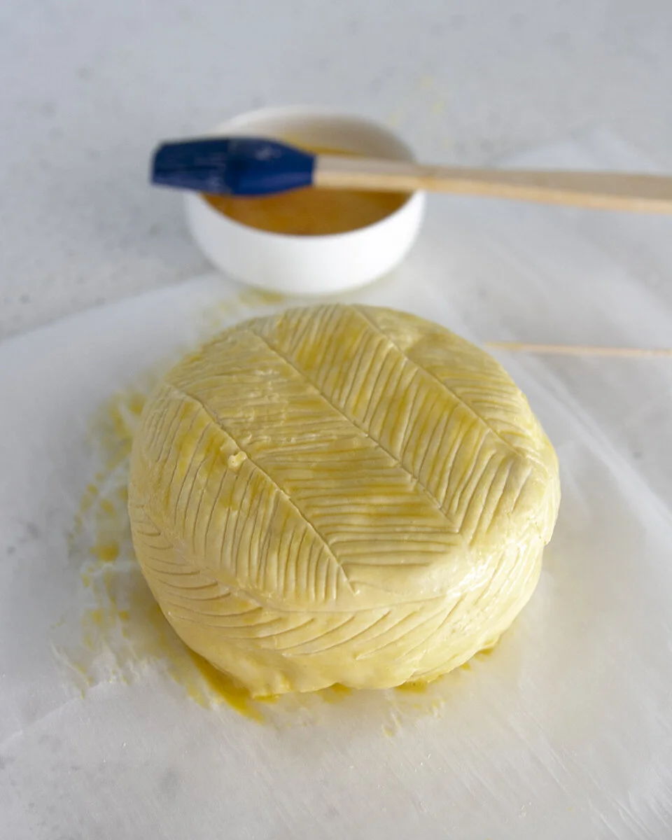 cheese en croute w/ grapest-square in the kitchen