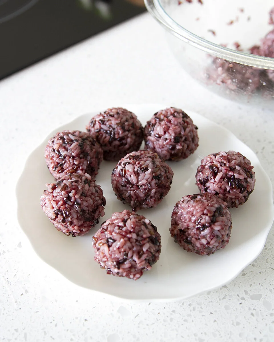 korean gamtae (ecklonia) rice ballst-square in the kitchen