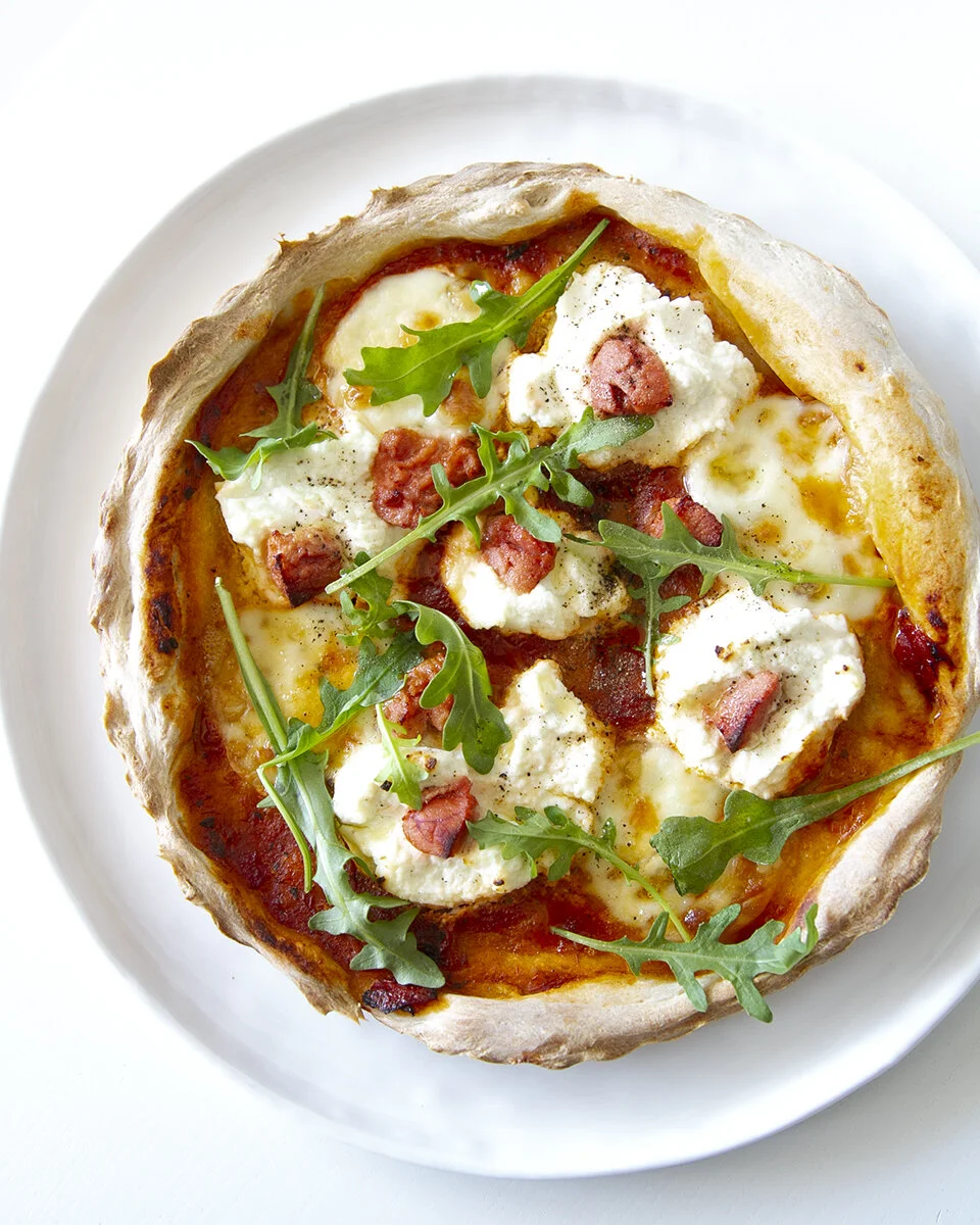 ricotta cheese pizza w/ seasoned pollack roet-square in the kitchen
