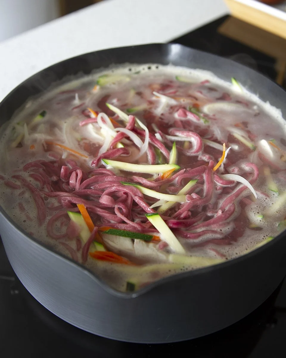 korean beef knife-cut noodles (karl-gook-soo)t-square in the kitchen