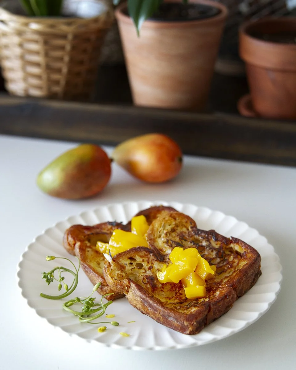 mango french toast bruleet-square in the kitchen