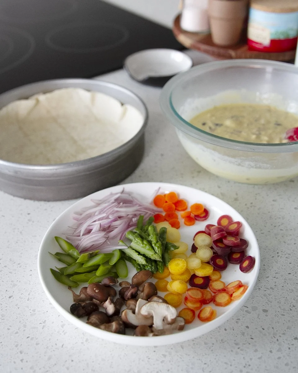 veggie tortillas quichet-square in the kitchen