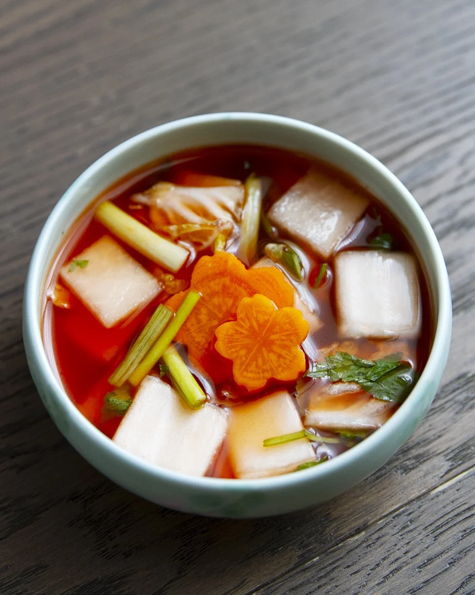 korean water kimchi (nah-bahk-kimchi)t-square in the kitchen