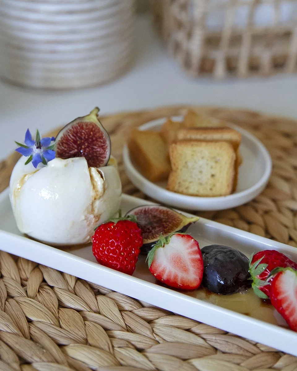 fruit burata w/ balsamic honey t-square in the kitchen