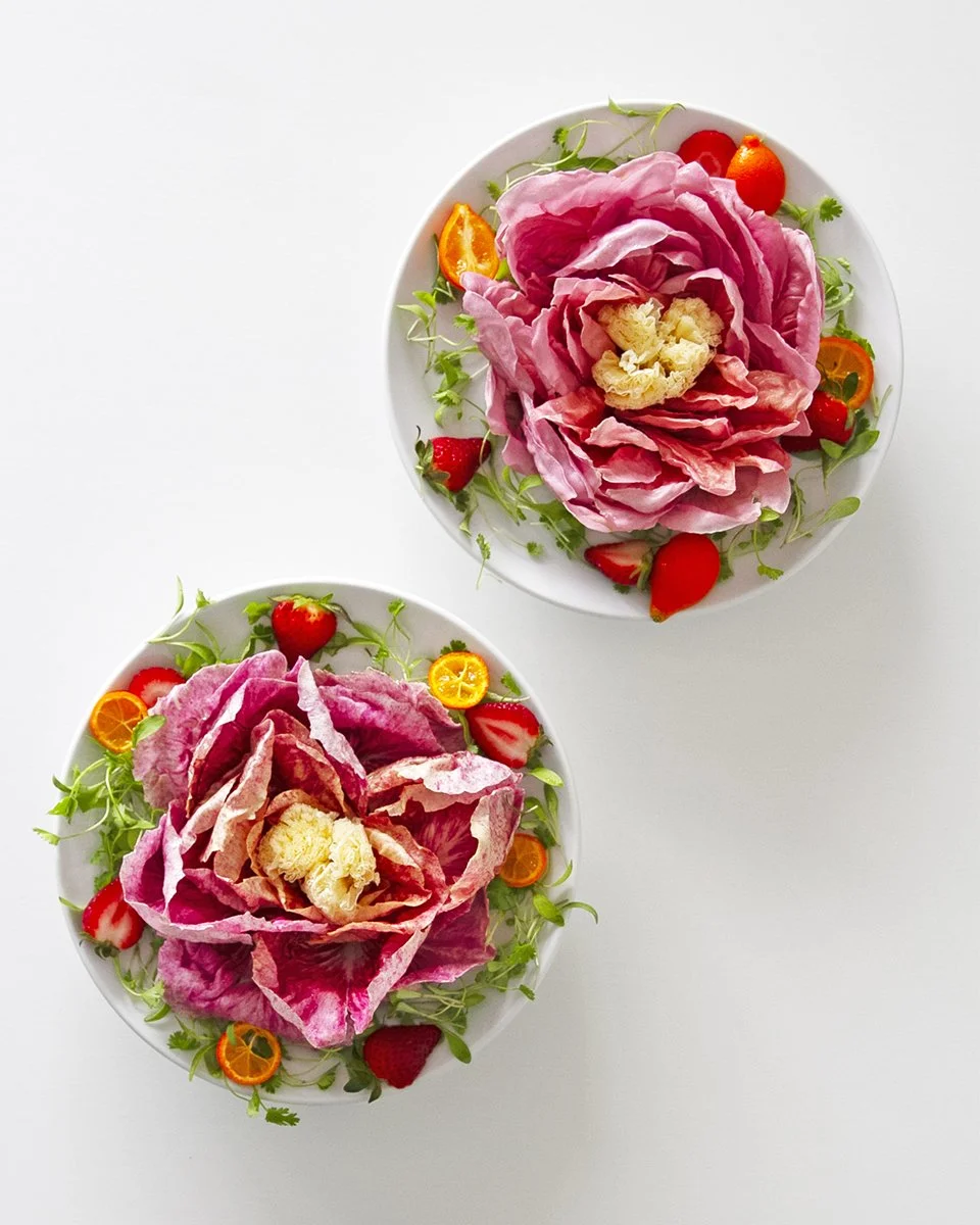 pink radicchio fruit saladt-square in the kitchen