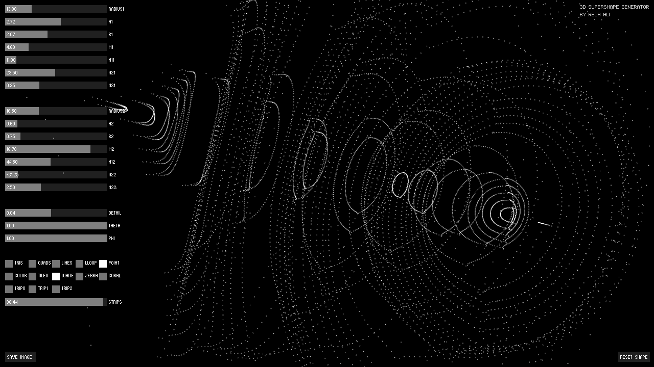 Processing — 3D SuperShapes — Reza Ali