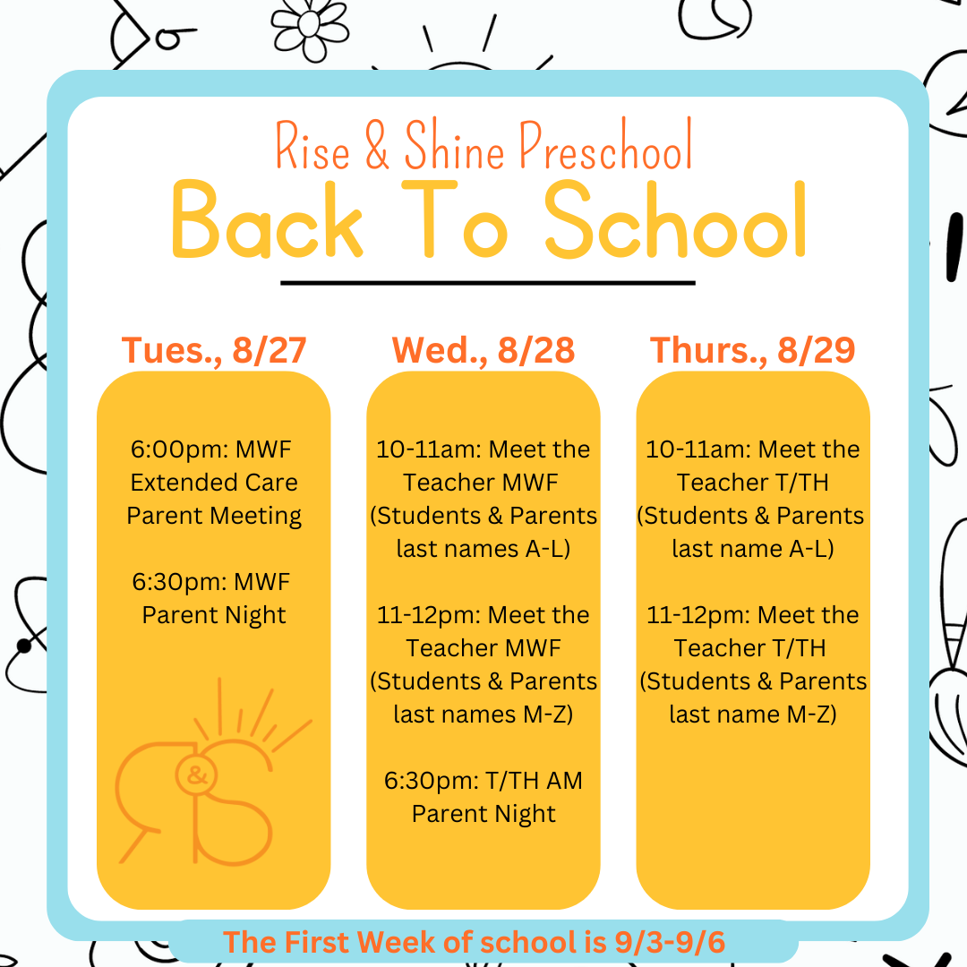 PARENT RESOURCES — Rise & Shine Christian Preschool And Kindergarten