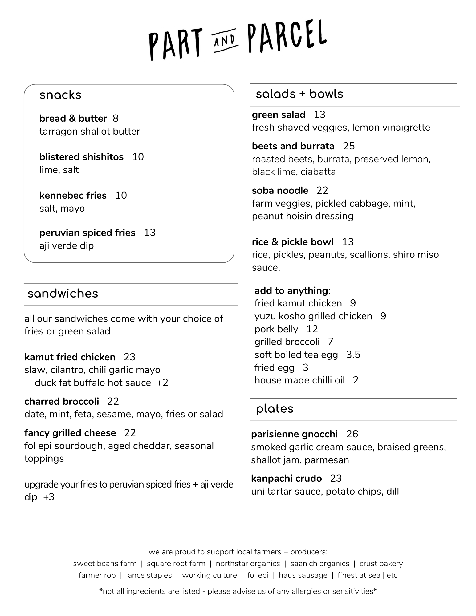 Part and Parcel- Lunch in a Neighbourhood Hidden Gem