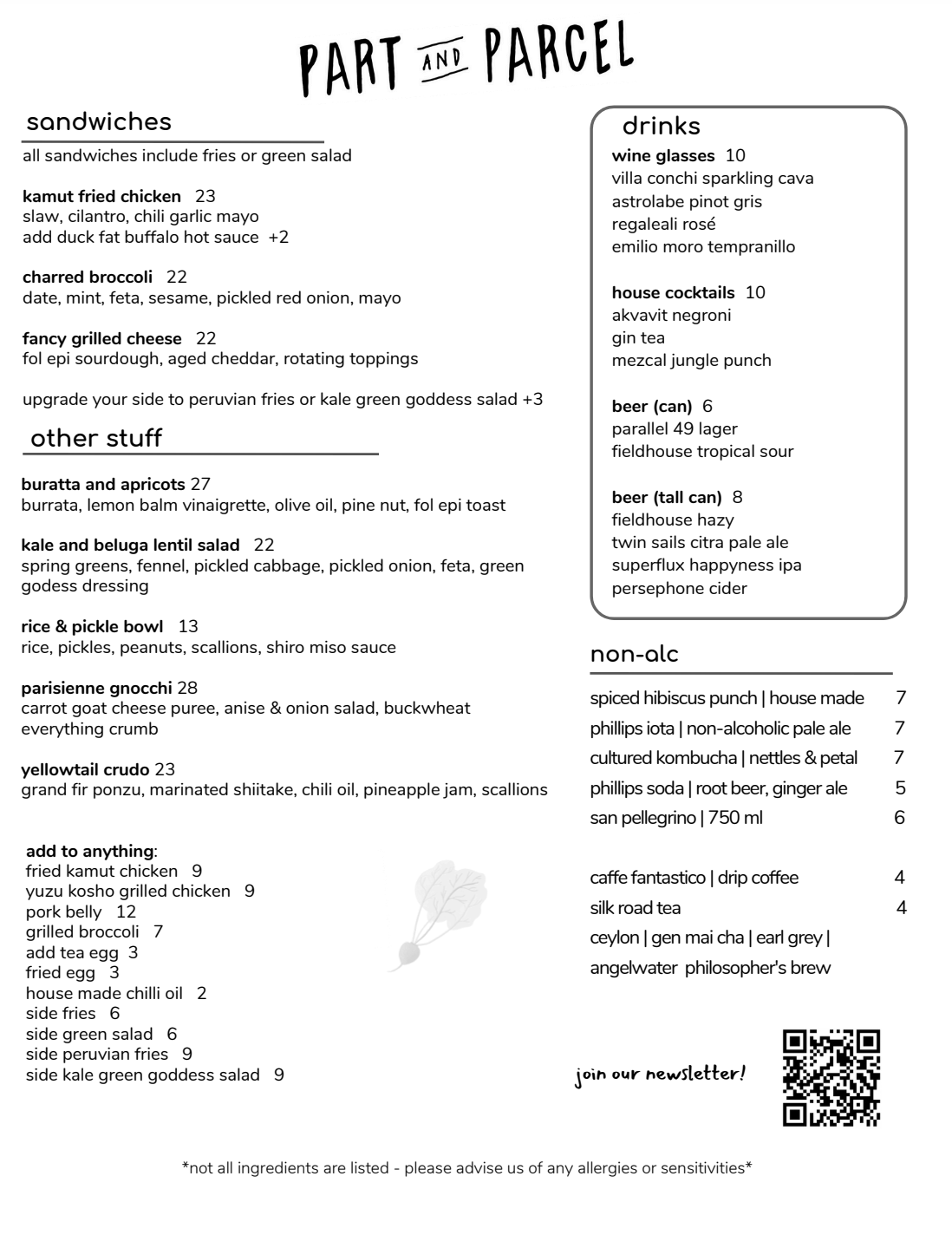 Part and Parcel- Lunch in a Neighbourhood Hidden Gem