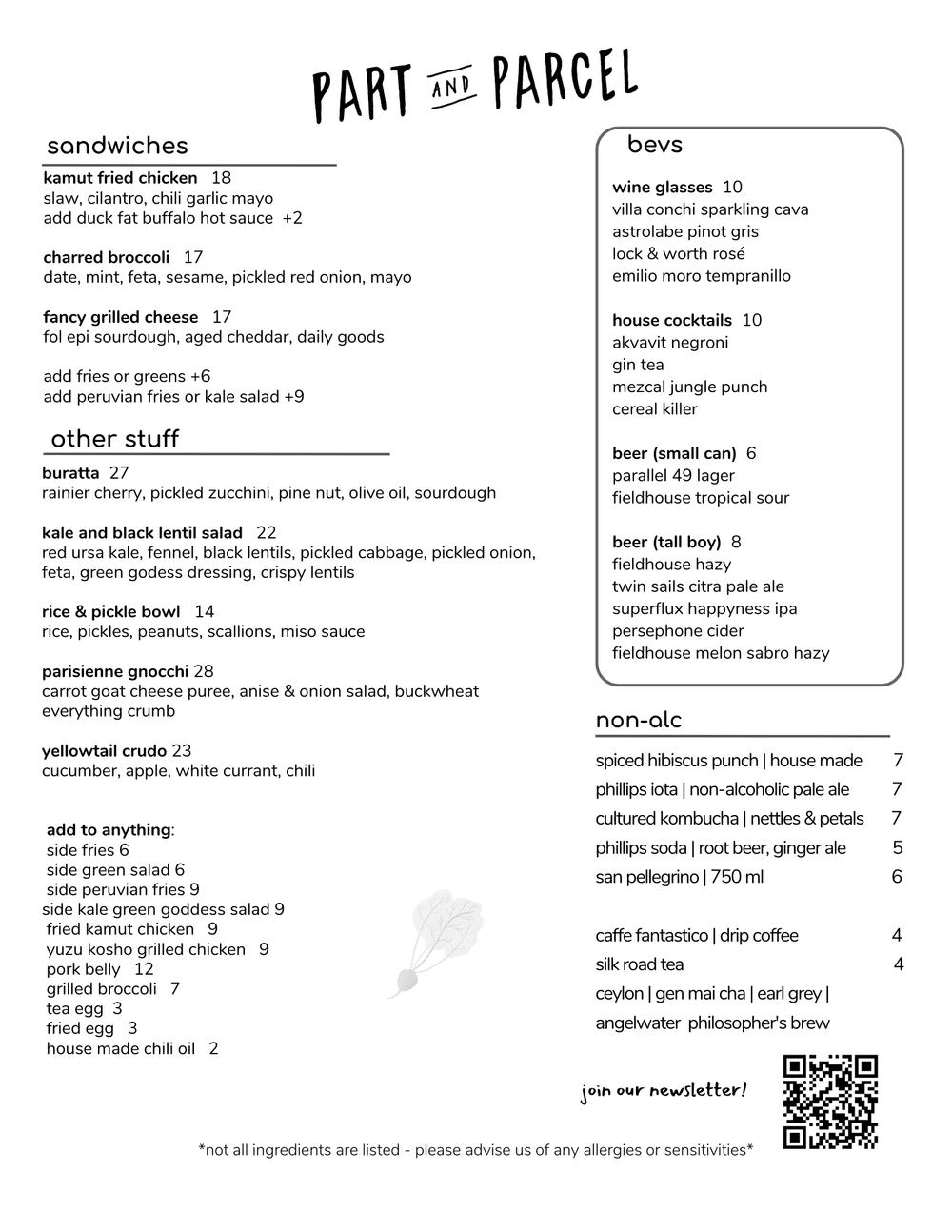 Part and Parcel- Lunch in a Neighbourhood Hidden Gem