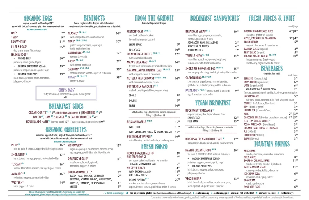 MENU — Shoreline Diner & Restaurant