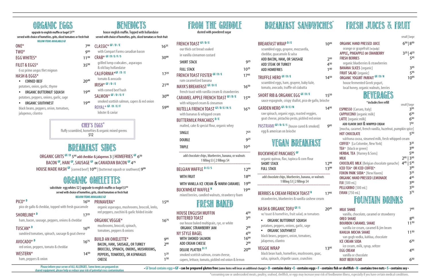 MENU — Shoreline Diner & Restaurant