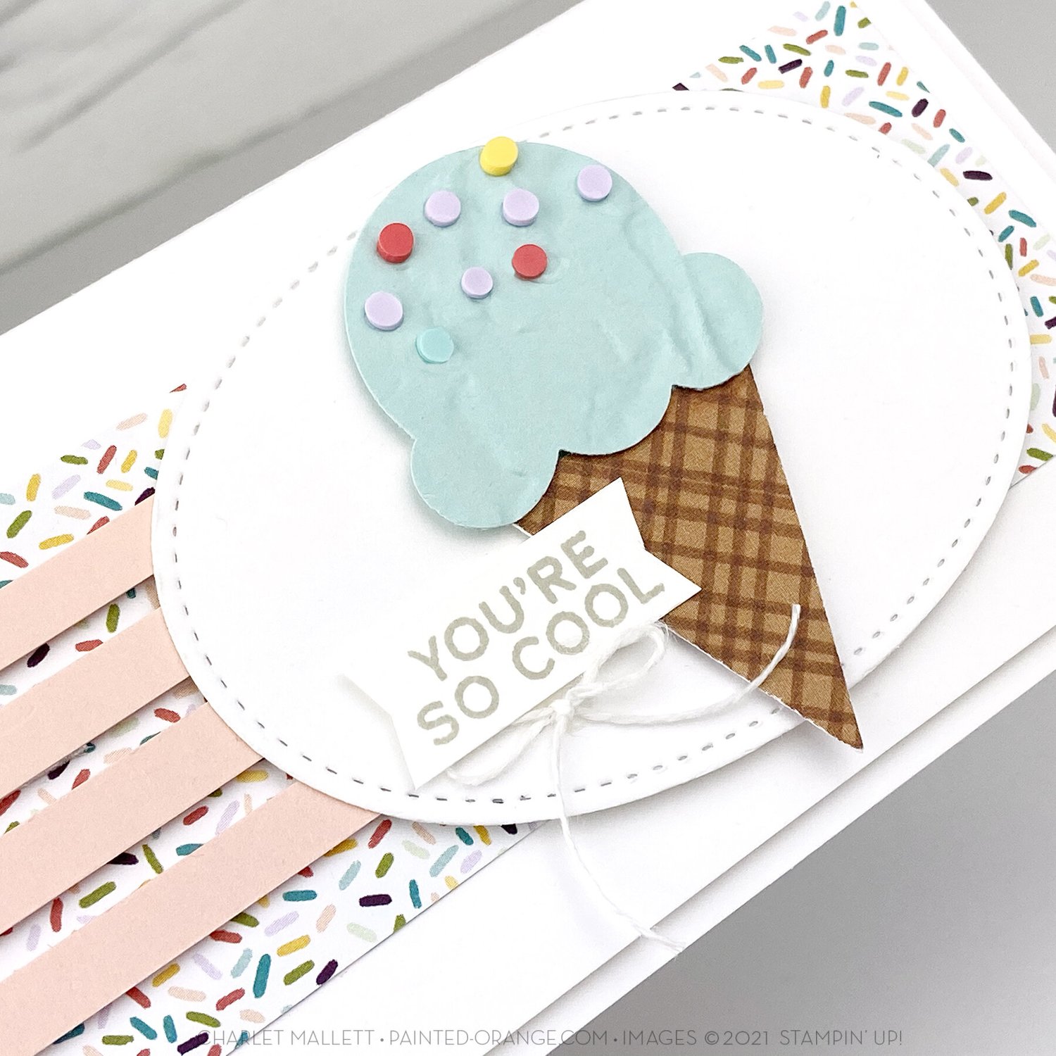 TGIF Challenges 311- Slimline card using Sweet Ice Cream — Painted Orange