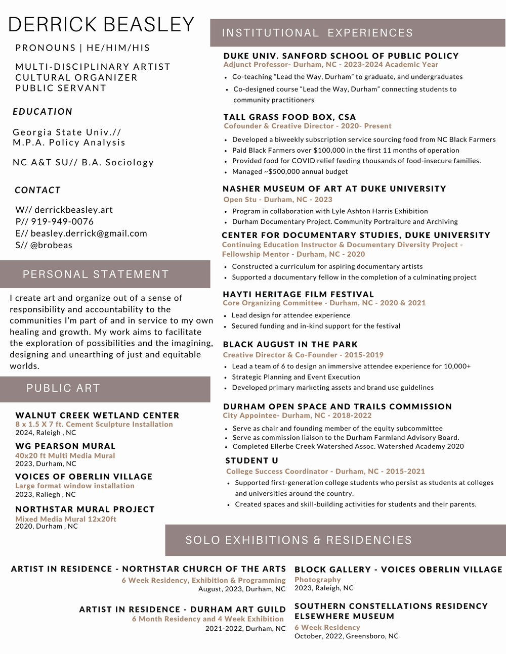 CV — Derrick Beasley