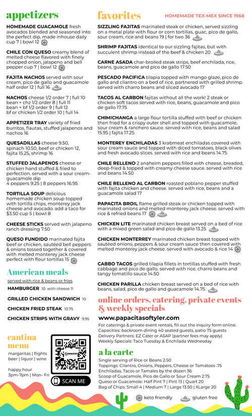 MENU — PAPACITA'S