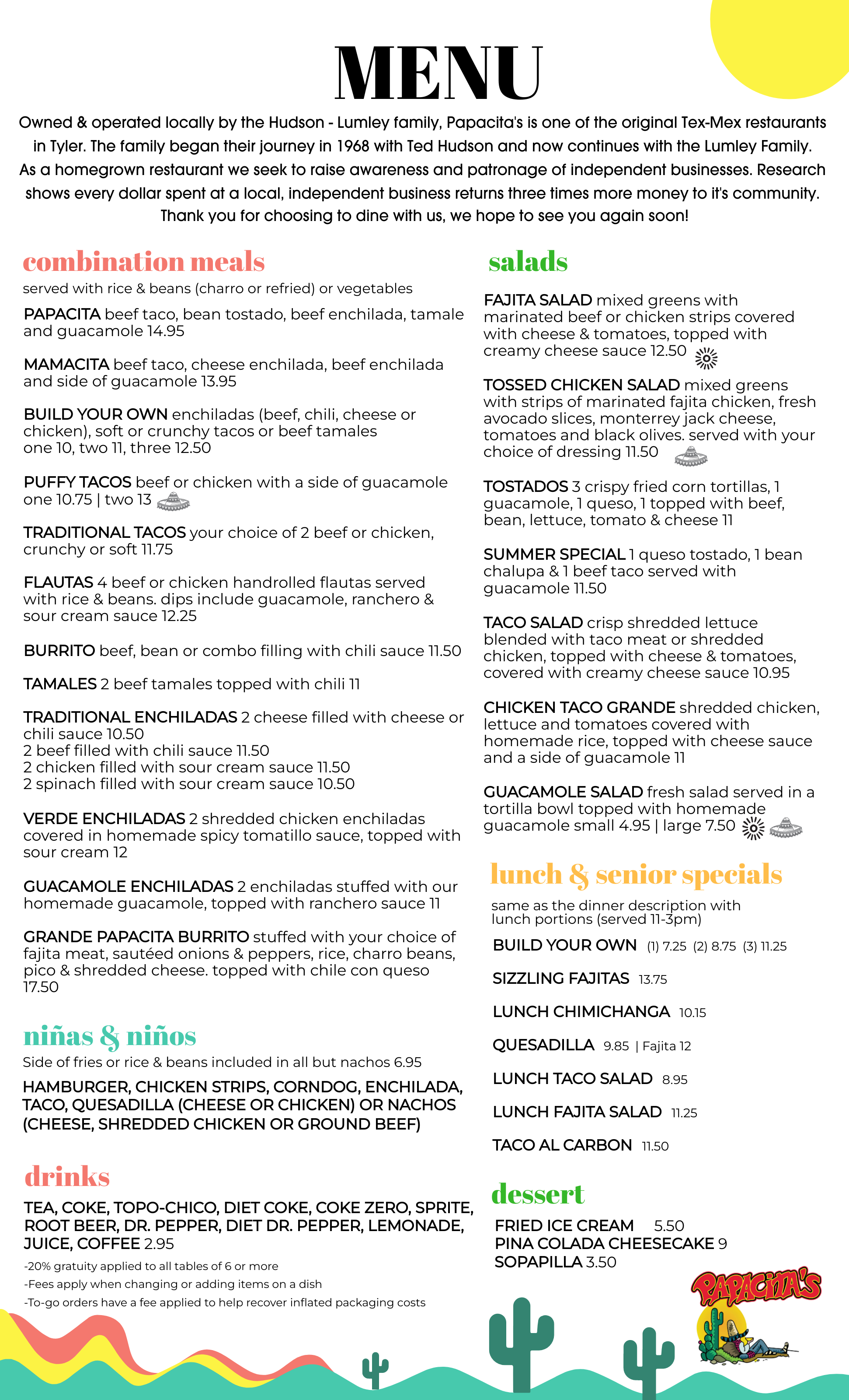 MENU — PAPACITA'S