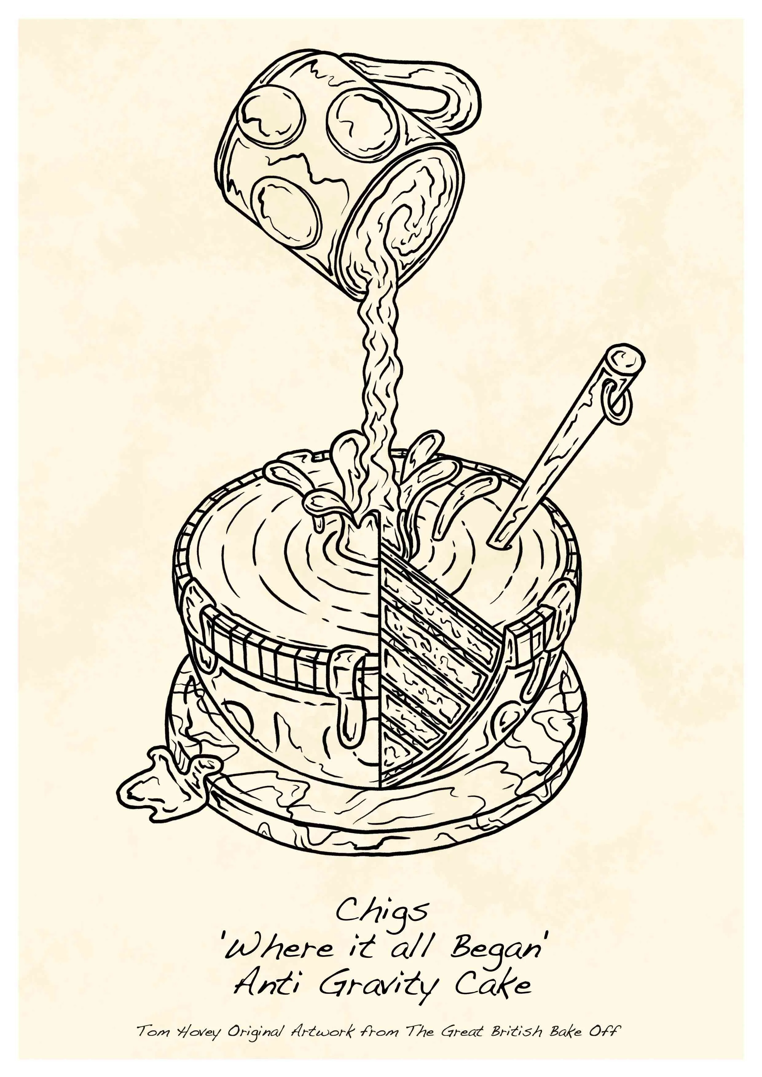 Chigs' 'Where it all Began' Anti Gravity Cake — Tom Hovey / Illustrator