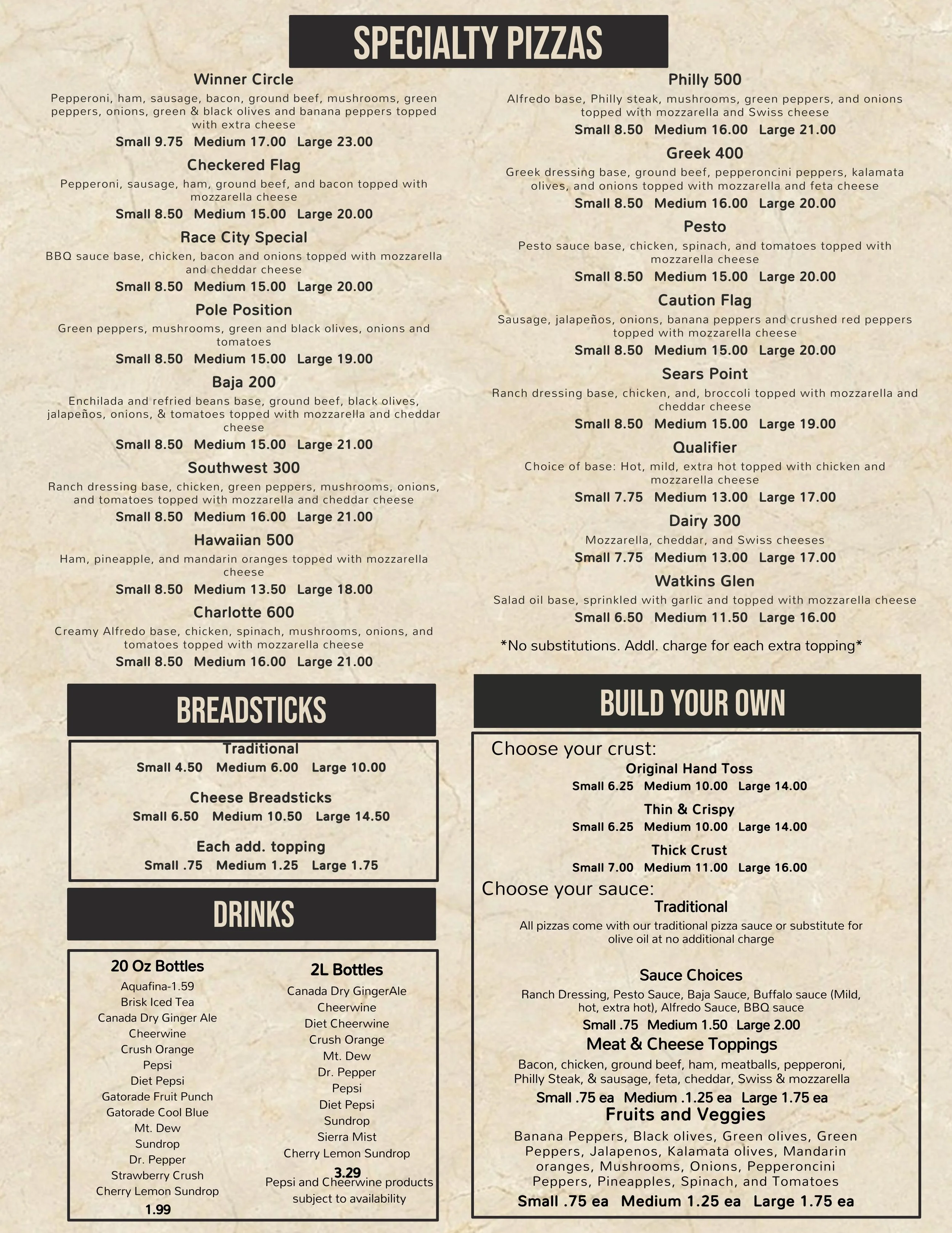 Menu — Turn 4 Pizza