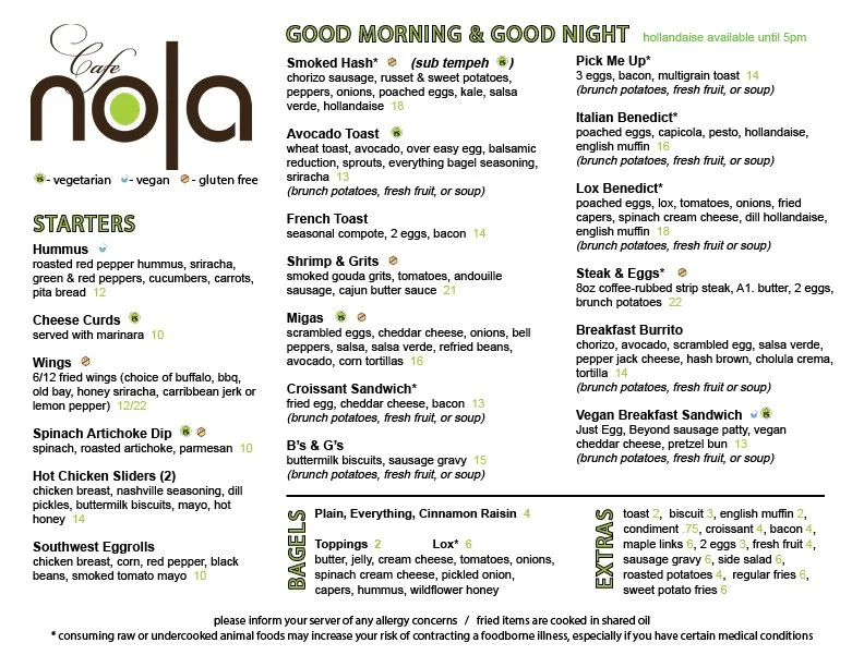 Menu — Cafe Nola