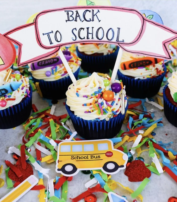 Celebrate Back to School with Sweet Red Velvet Cupcakes and Sprinkles