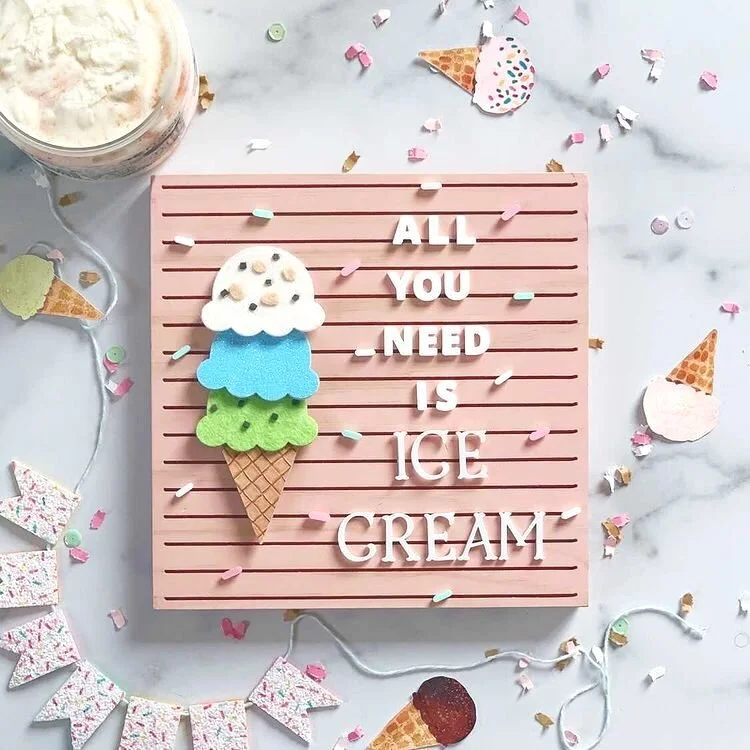 Inspiration for a Pretty Ice Cream Party Letter Board Quote