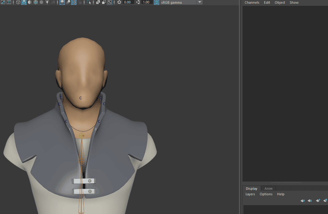 Collar rig with joints and cMuscleKeepOut nodes — Riham Toulan