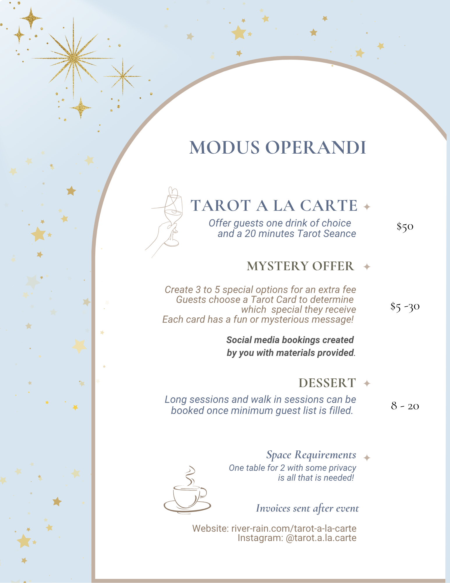 Tarot Menu — Catharine Allan Author