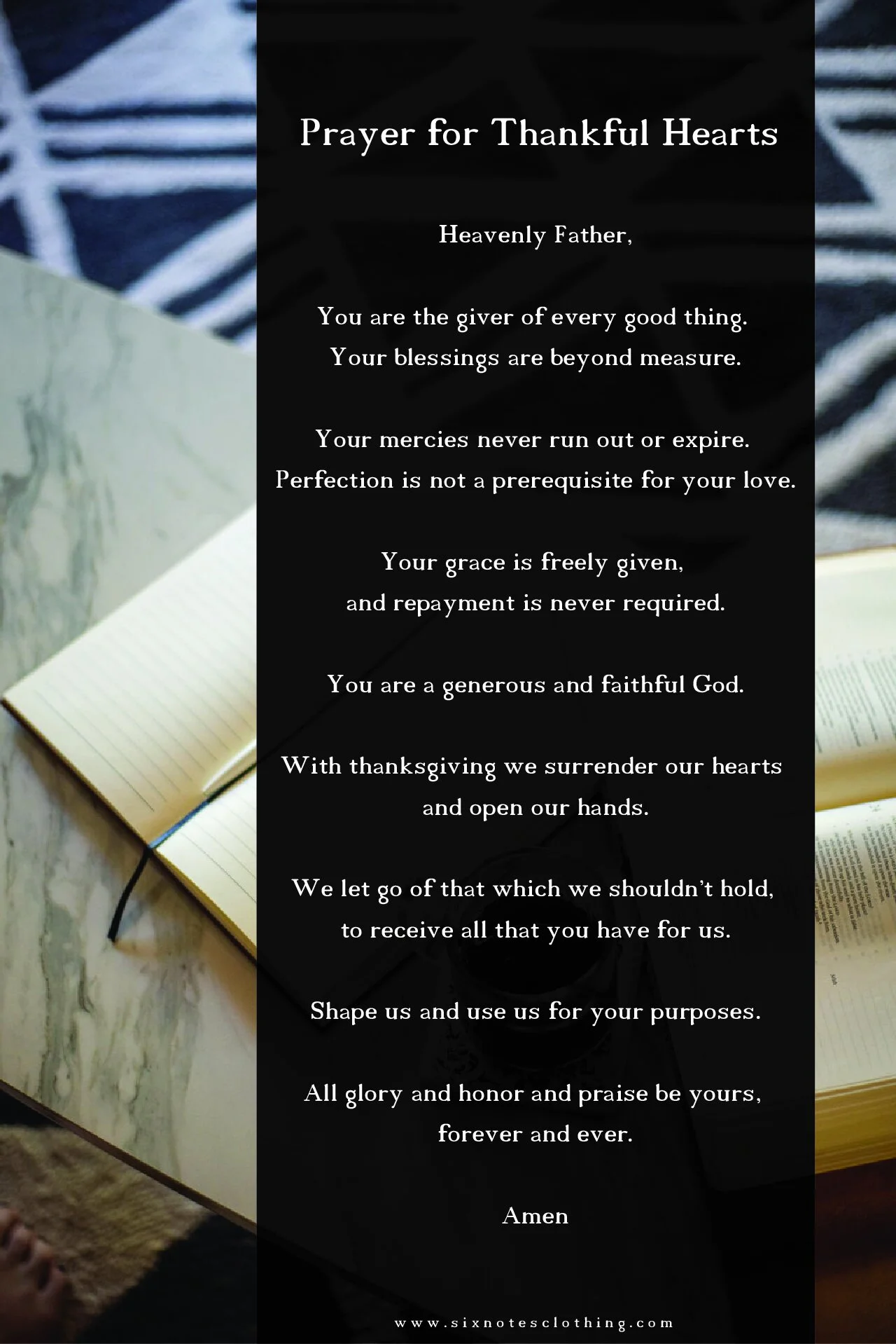 A Thanksgiving Prayer - BIble verses for a thankful heart — six notes ...
