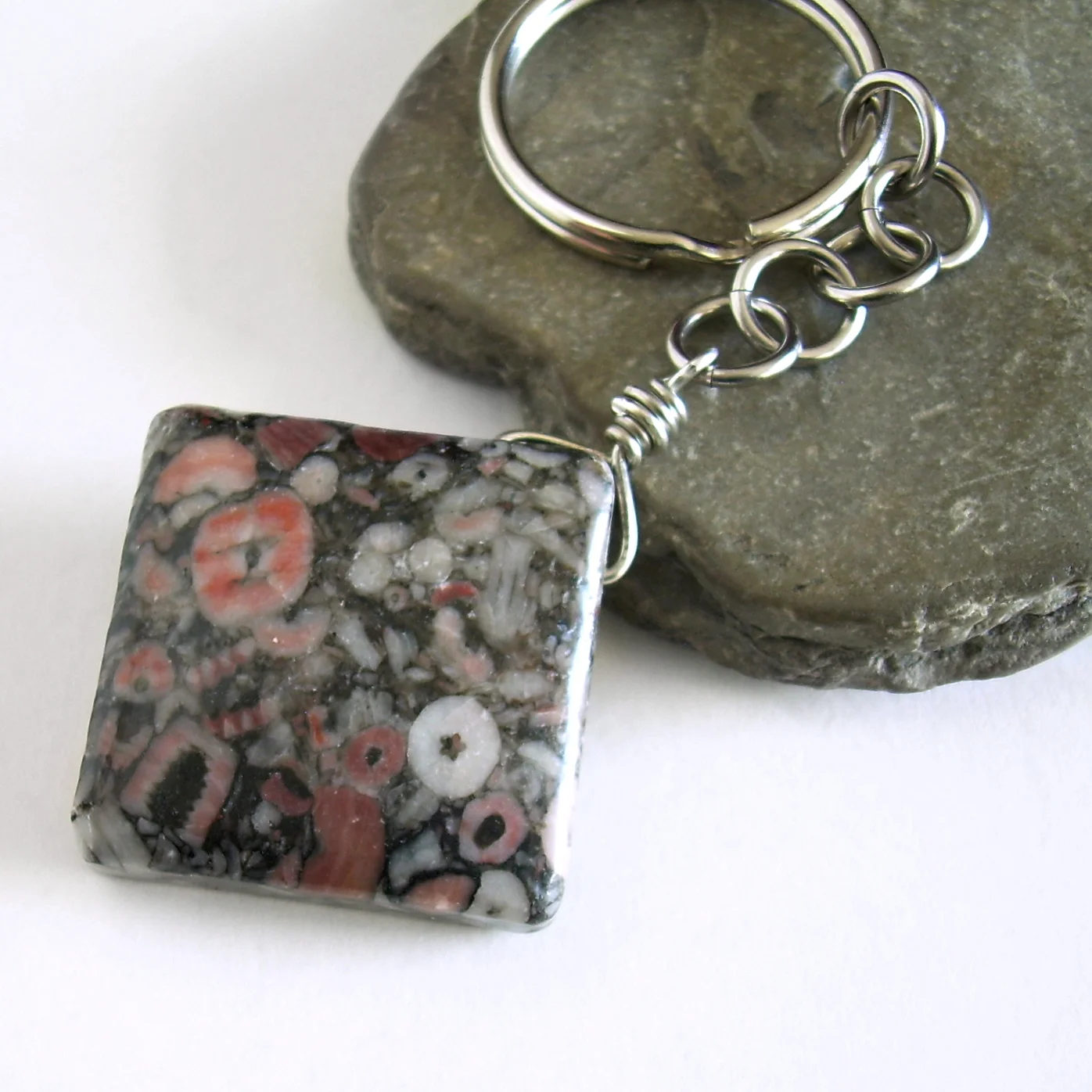 Genuine Fossil Key Chain, Crinoid Fossil Jasper — CindyLouWho2