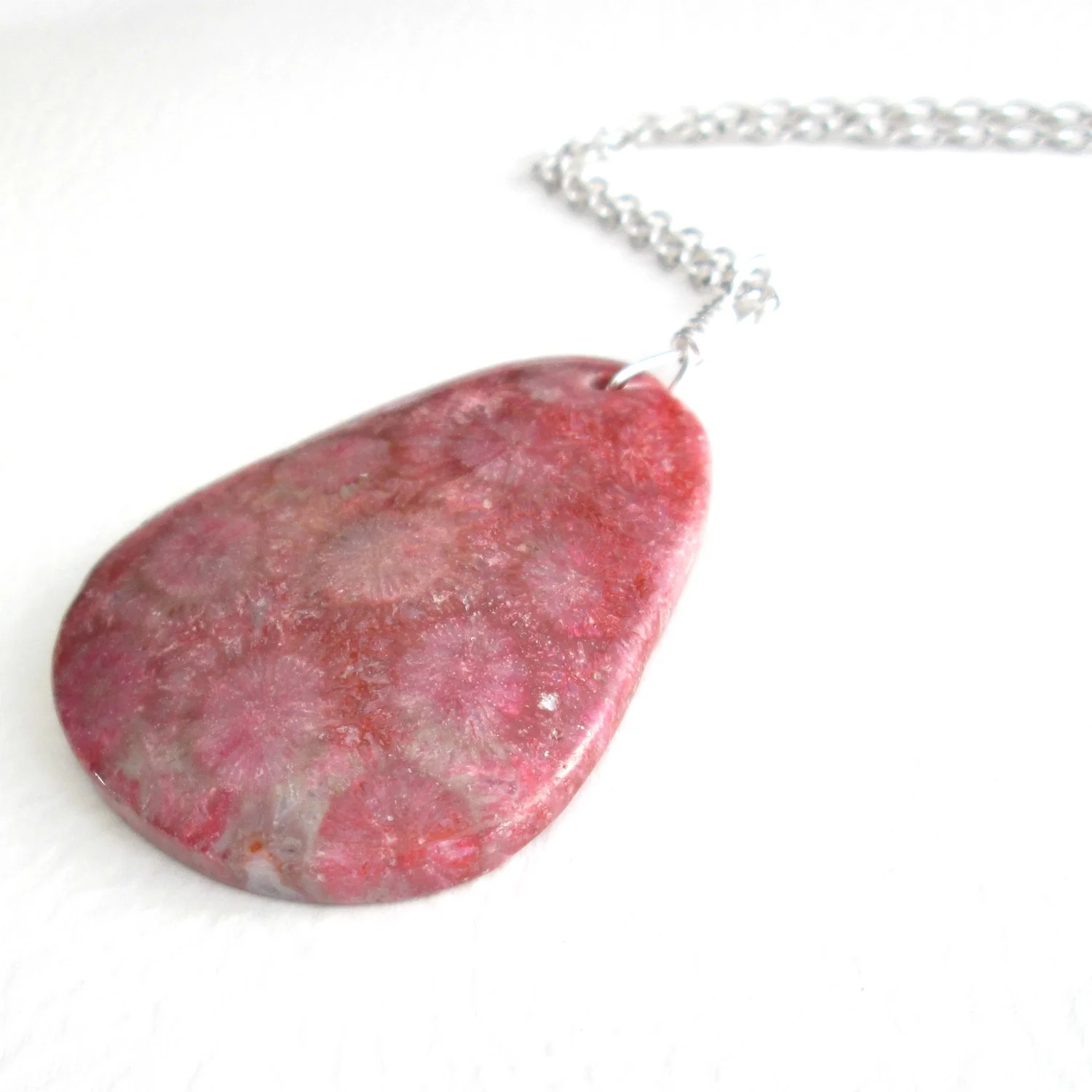 Red Fossil Coral Necklace, Science Jewelry — CindyLouWho2