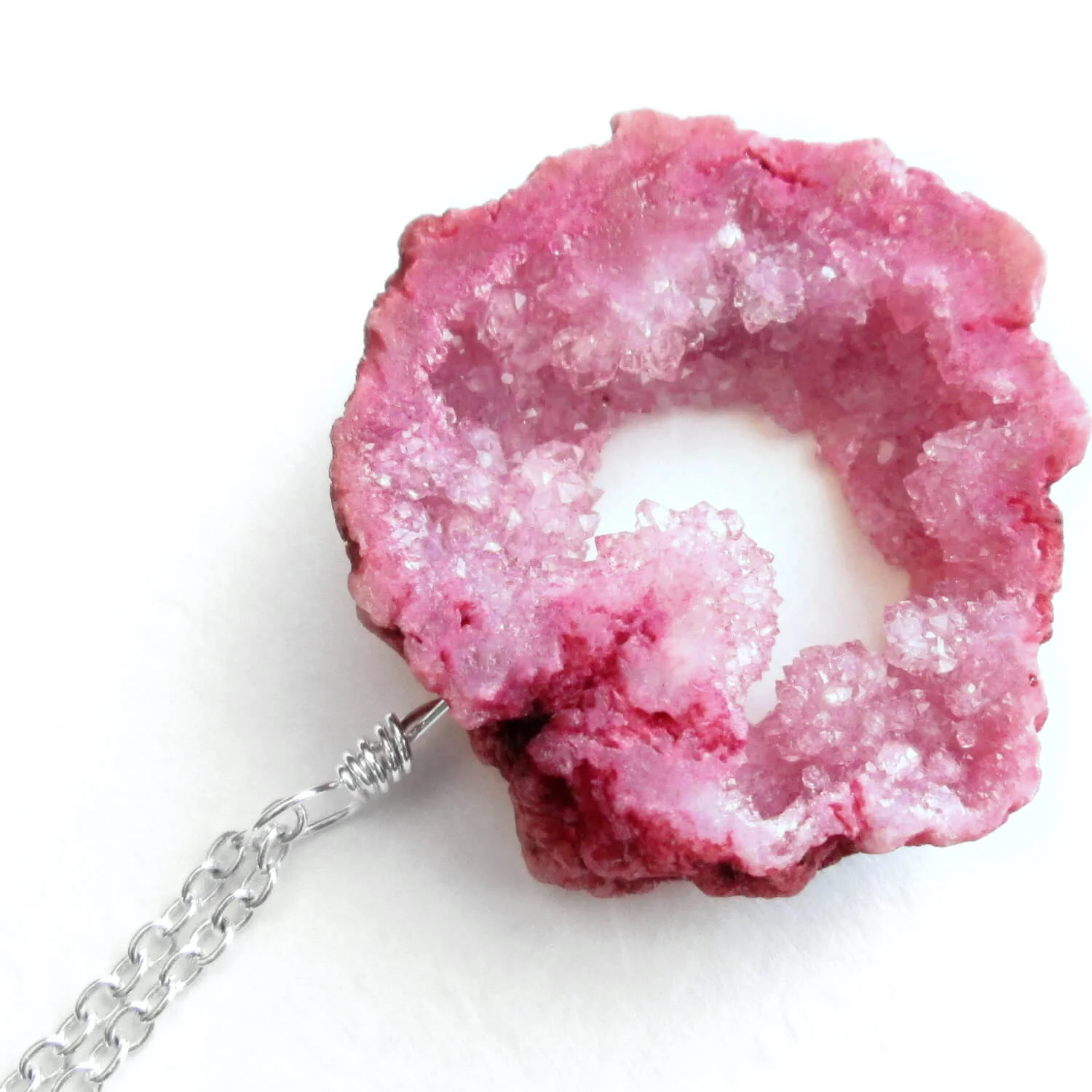 Red Druzy Geode Necklace, Quartz Crystals — CindyLouWho2