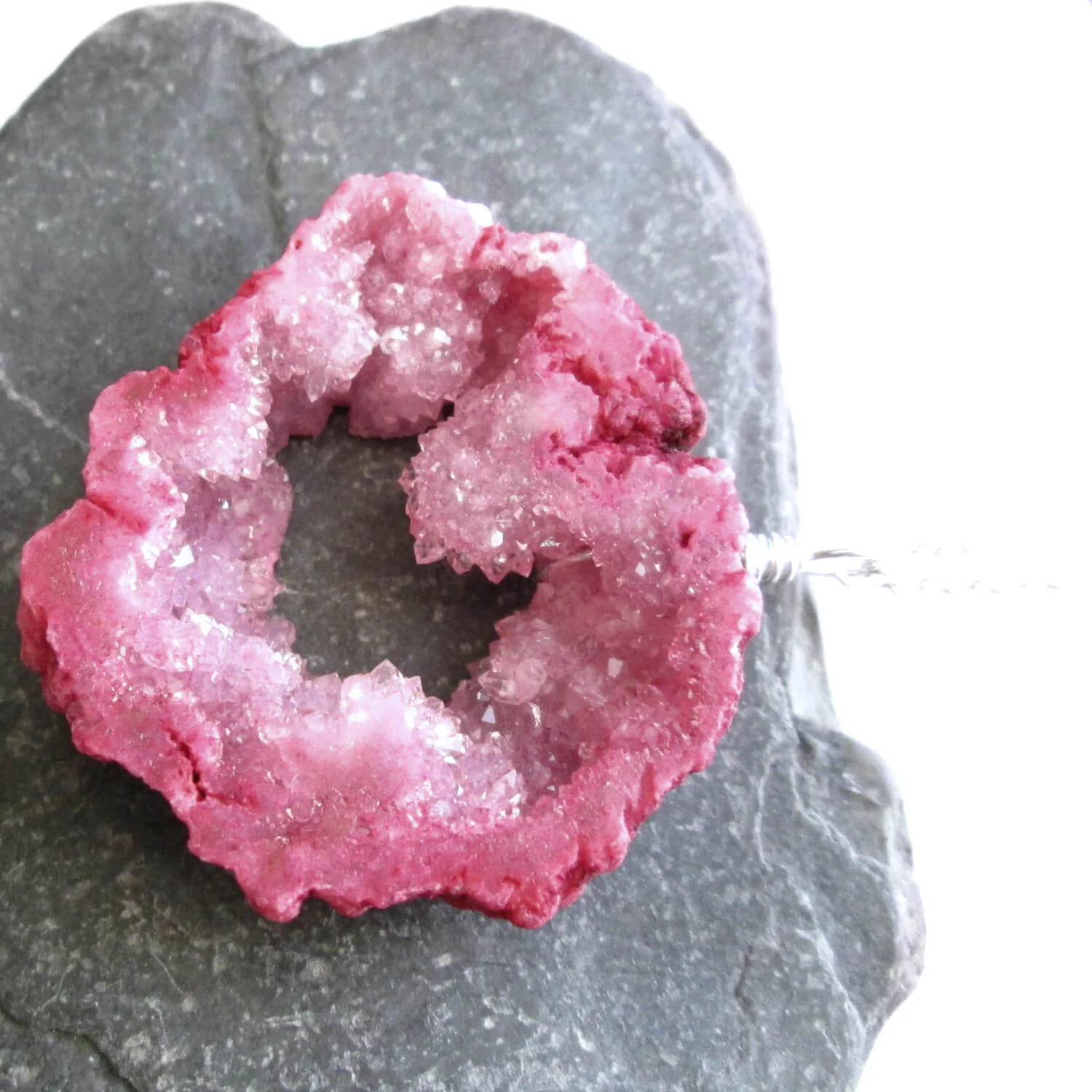 Red Druzy Geode Necklace, Quartz Crystals — CindyLouWho2