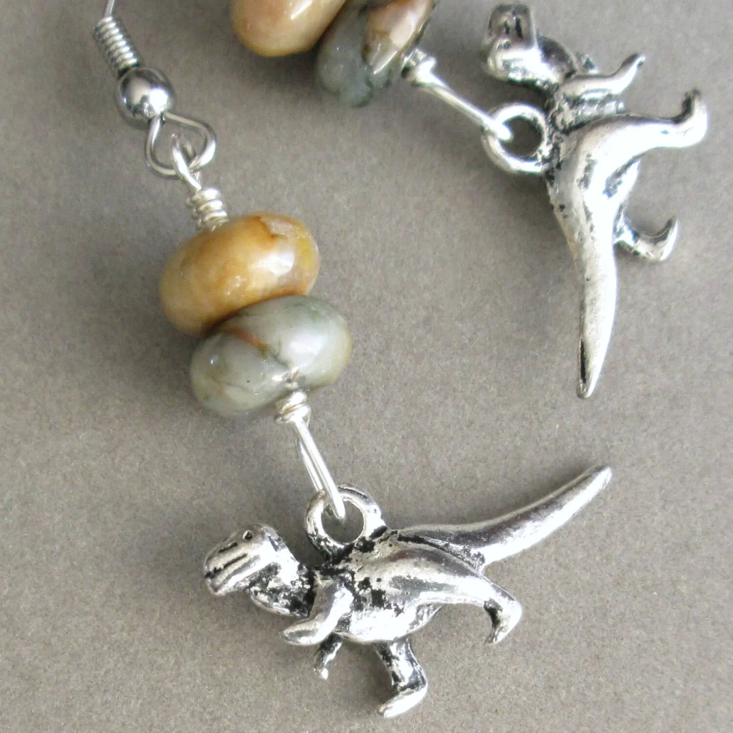 Fossilized Poop Earrings, Dinosaur Charms with Coprolite Beads ...