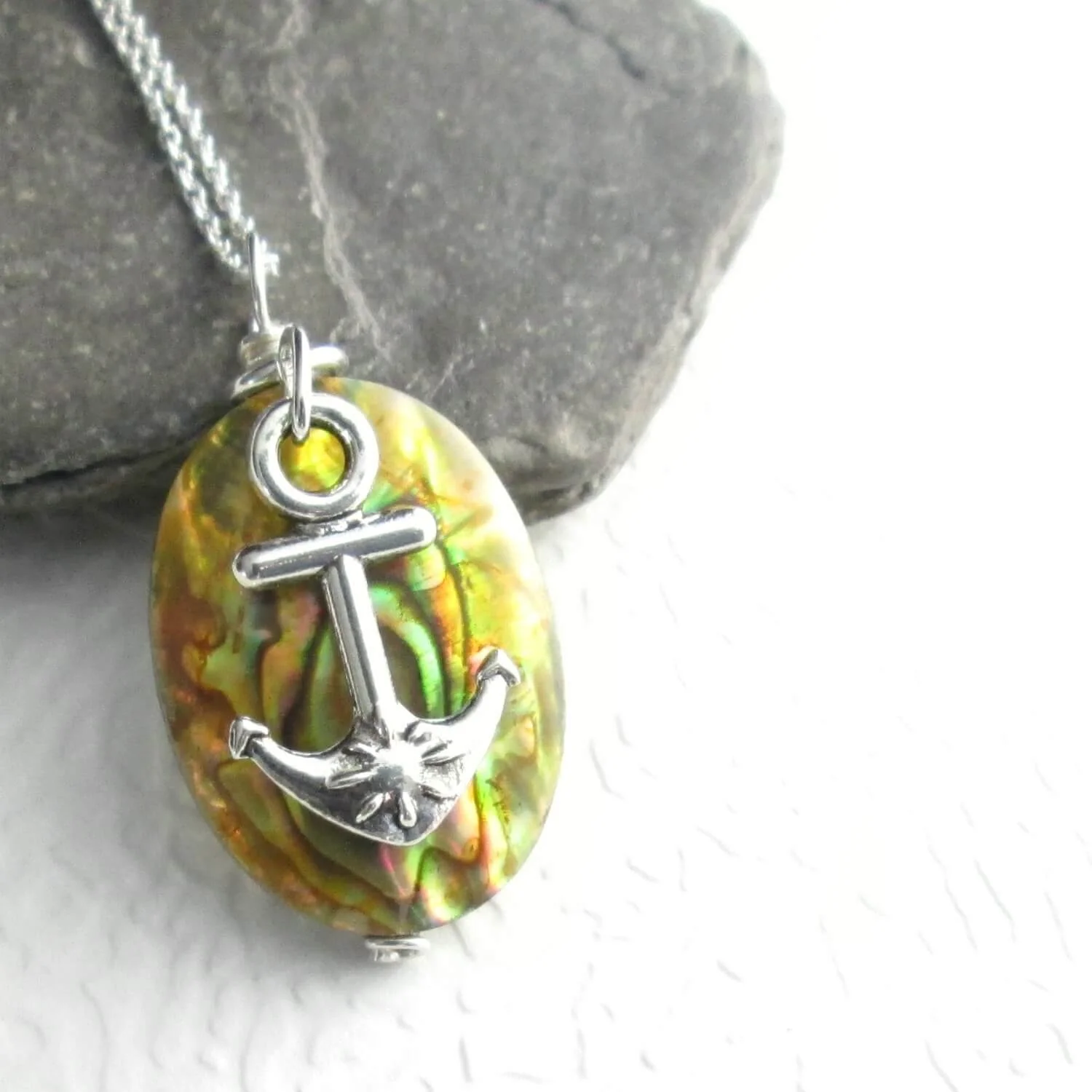 Yellow Abalone Pendant, Green Sea Shell Necklace — CindyLouWho2
