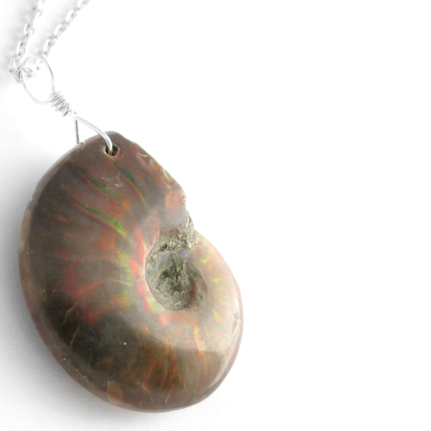 Opalized Ammonite Pendant, Fossil Shell Jewelry — CindyLouWho2