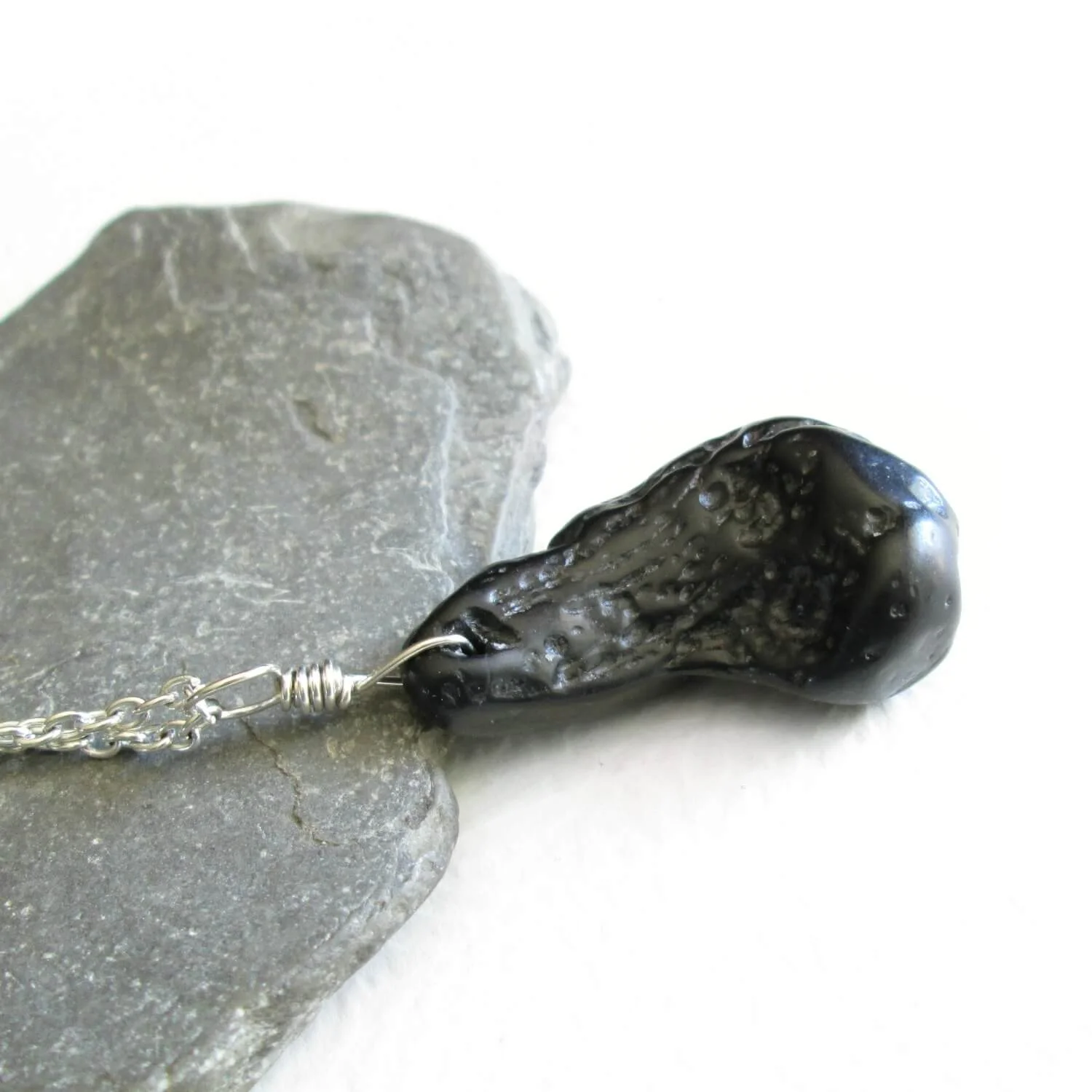 Tektite Jewelry, Black Glass Pendant Necklace, Astronomy Geek ...