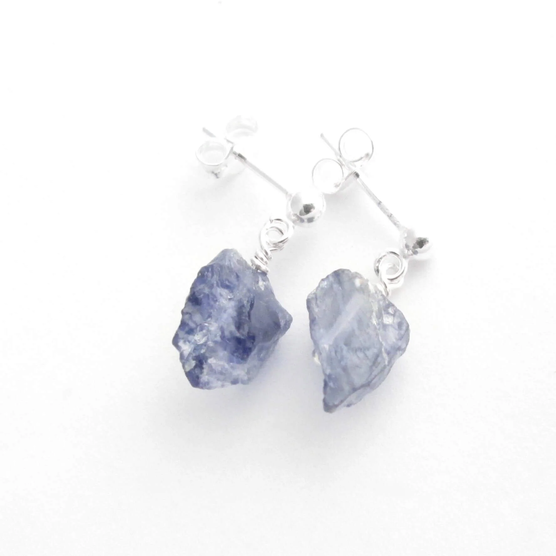 Raw Iolite Earrings, Violet & Blue Gemstones, Uncut Cordierite Jewelry ...