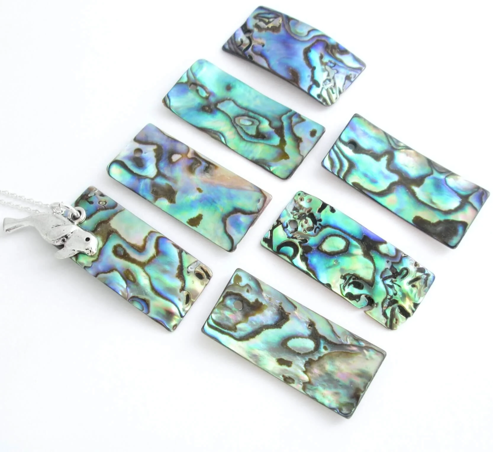 Natural Abalone Necklace, Rectangle Shell, Sterling Silver — CindyLouWho2