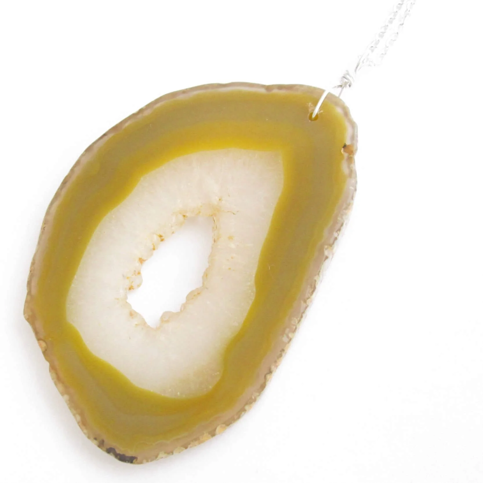 Large Yellow Agate Necklace, Geode Slice — CindyLouWho2