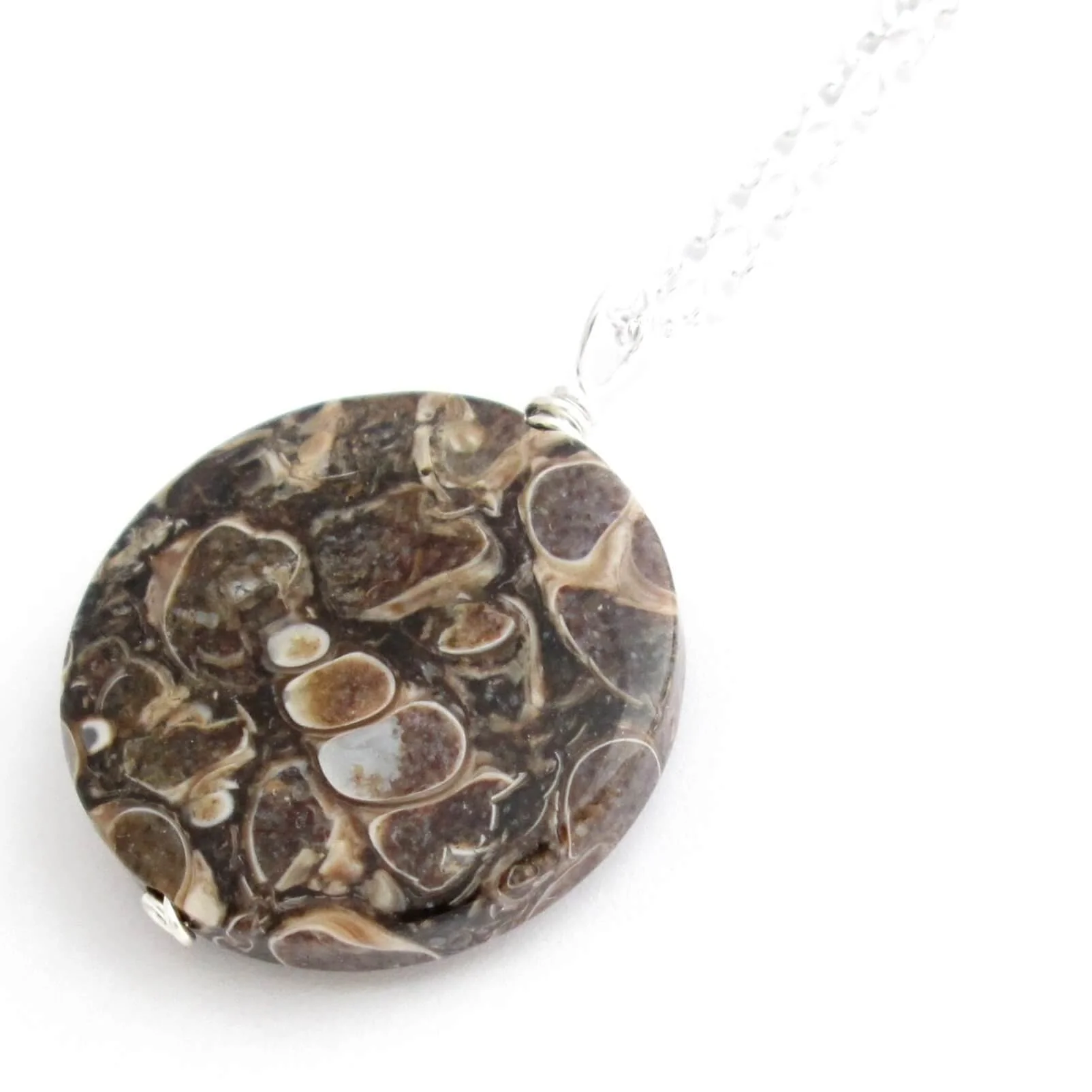 Turritella Agate Pendant, Brown Stone, Fossil Shells — CindyLouWho2