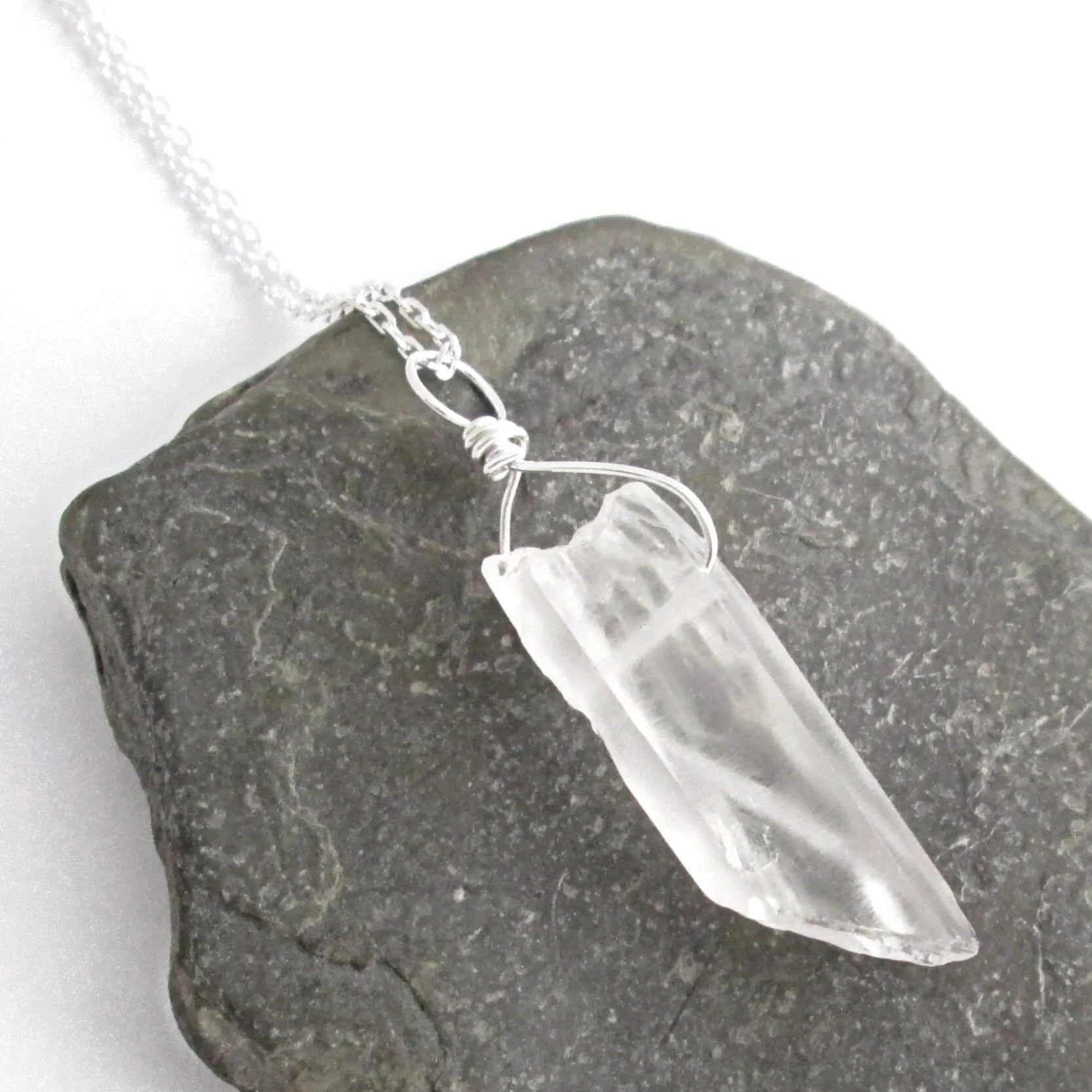 Clear Quartz Point Necklace, Sterling Silver Chain — CindyLouWho2