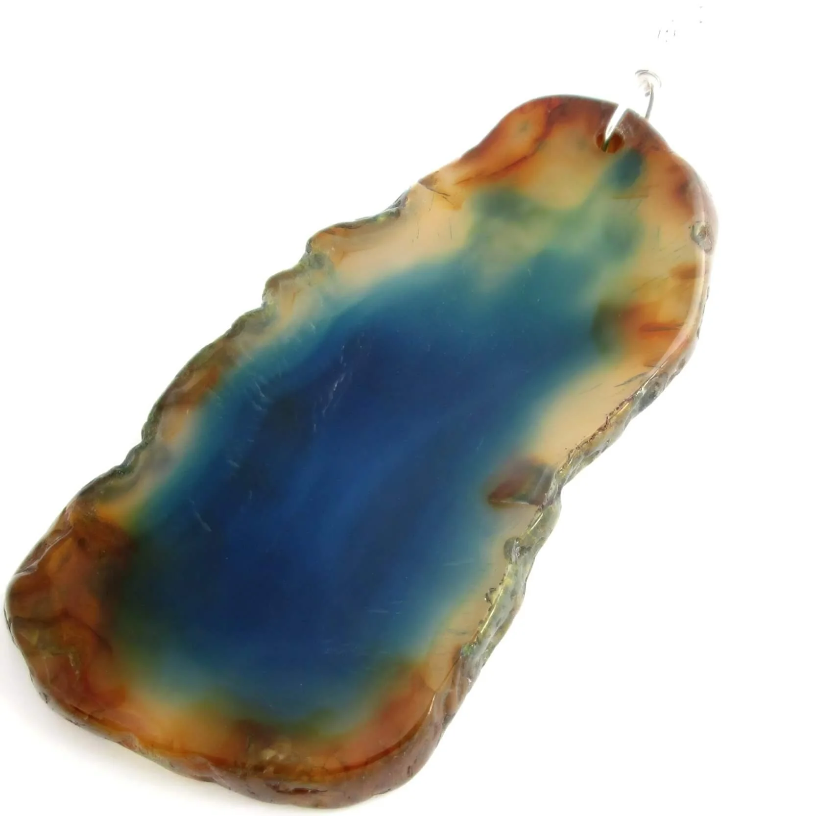 Blue Sliced Agate Necklace, Amber Highlights, Transparent Geode ...