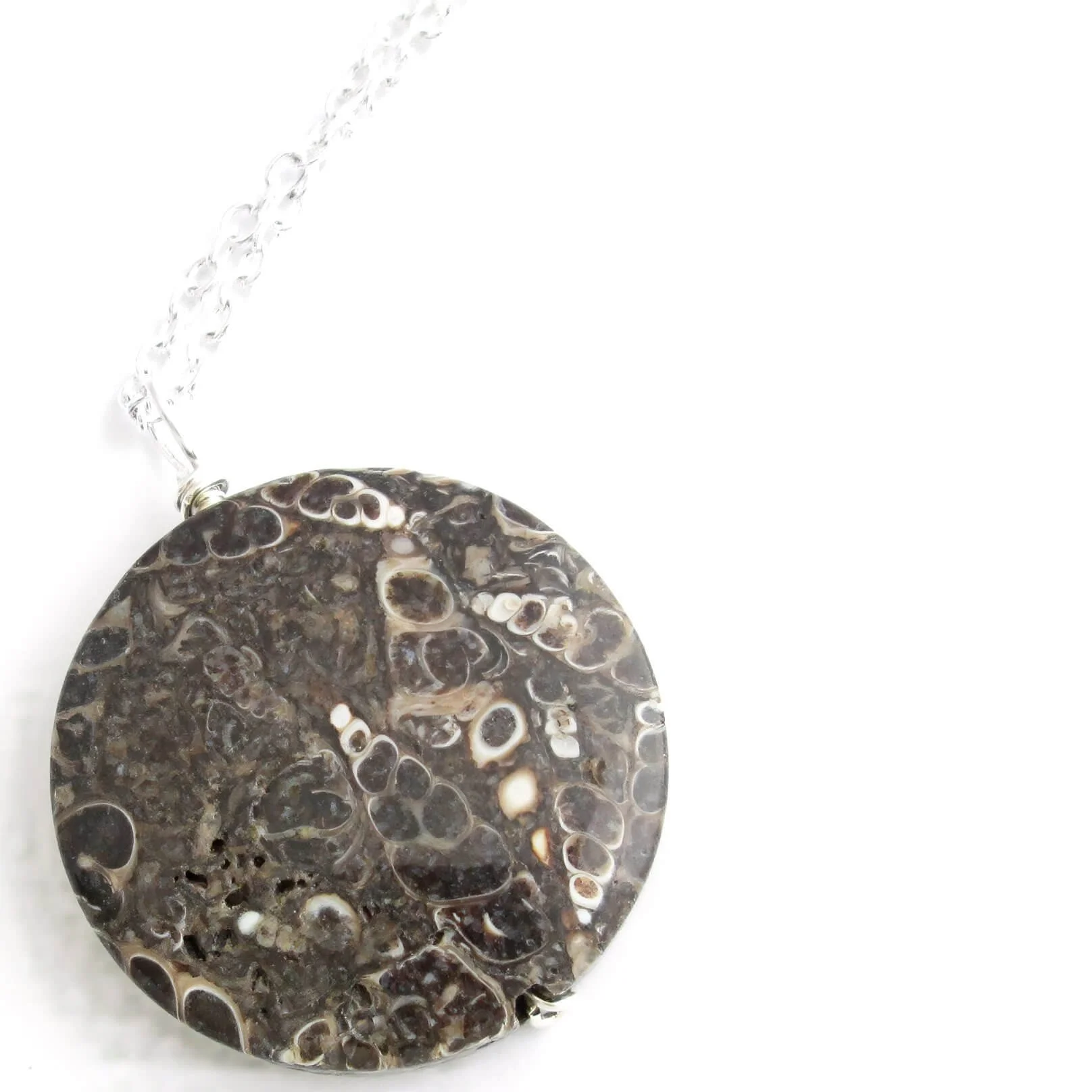 Turritella Agate Pendant, Brown Stone, Fossil Shells — CindyLouWho2