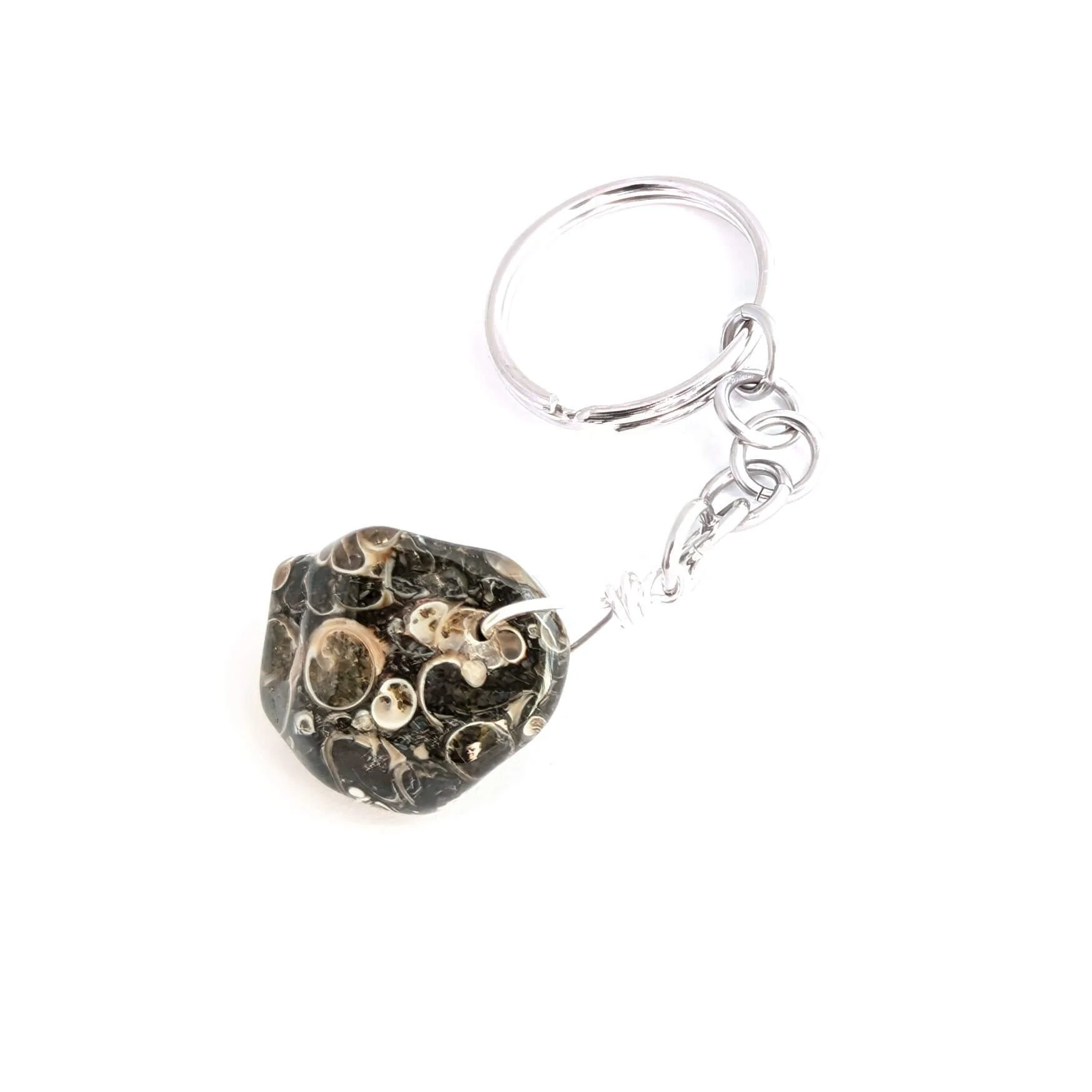 Turritella Agate Key Chain, Fossil Shells in Brown — CindyLouWho2