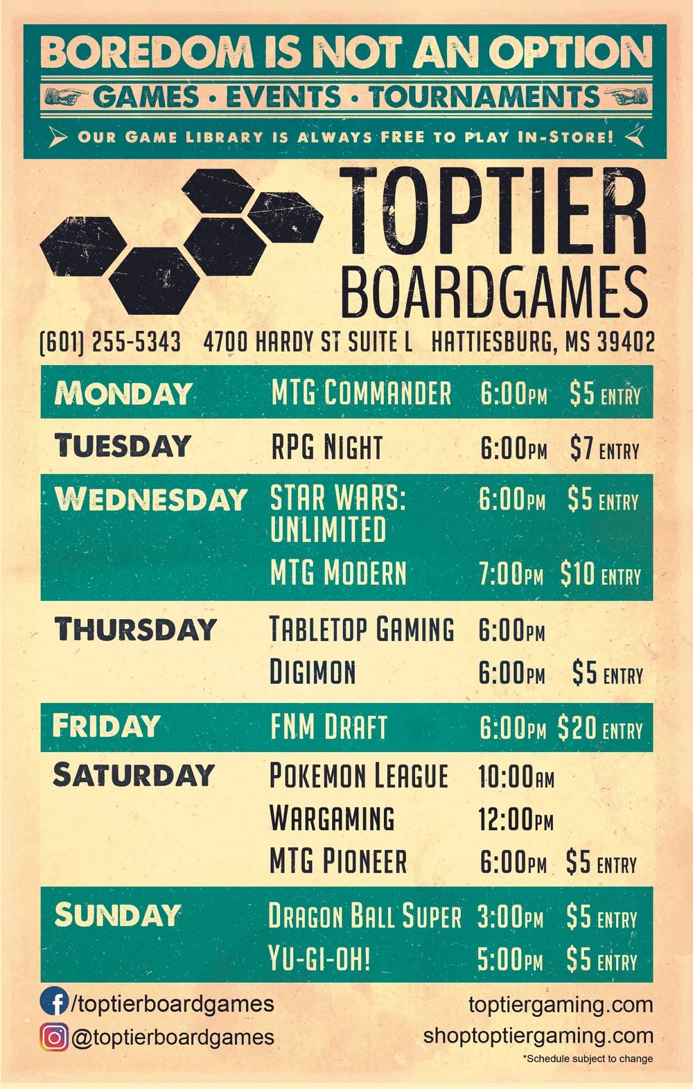 Special Orders — Top Tier Board Games