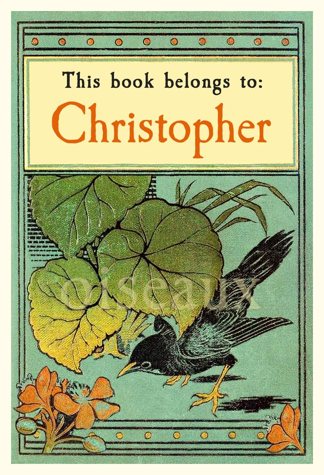 Personalized Vintage Bird + Butterfly Bookplates — Oiseaux Vintage Paperie