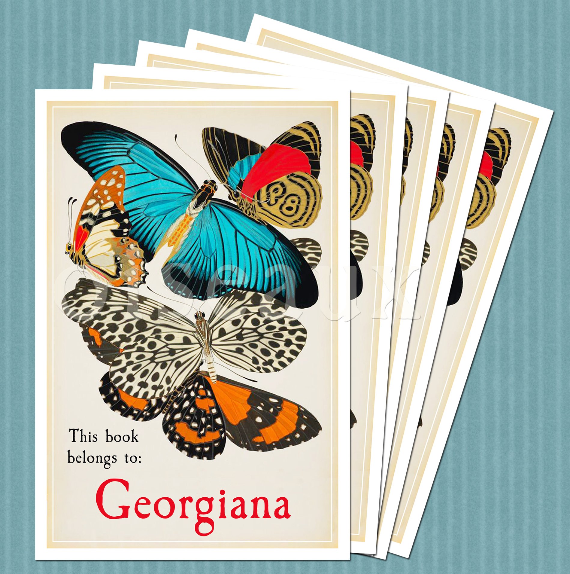 Butterfly Party Vintage Personalized Bookplates — Oiseaux Vintage Paperie