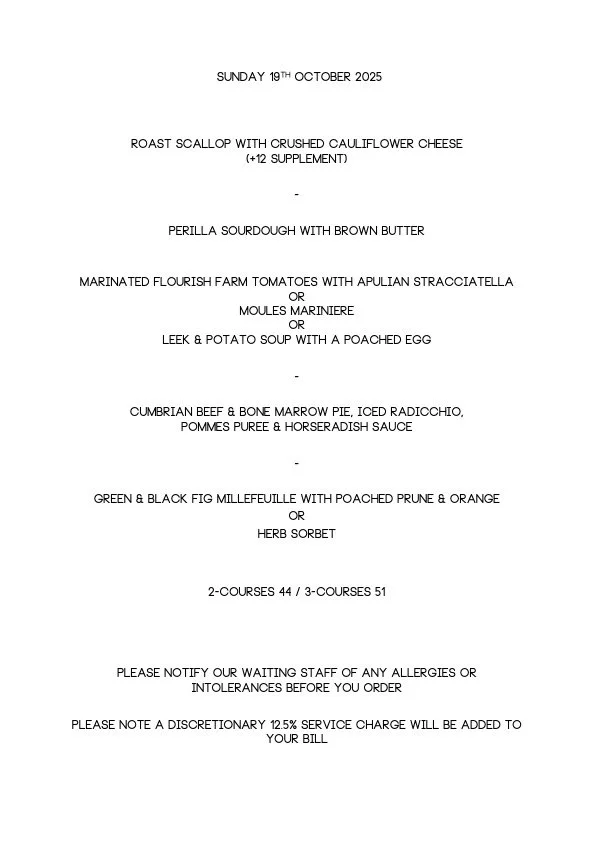 MENUS — Perilla Dining