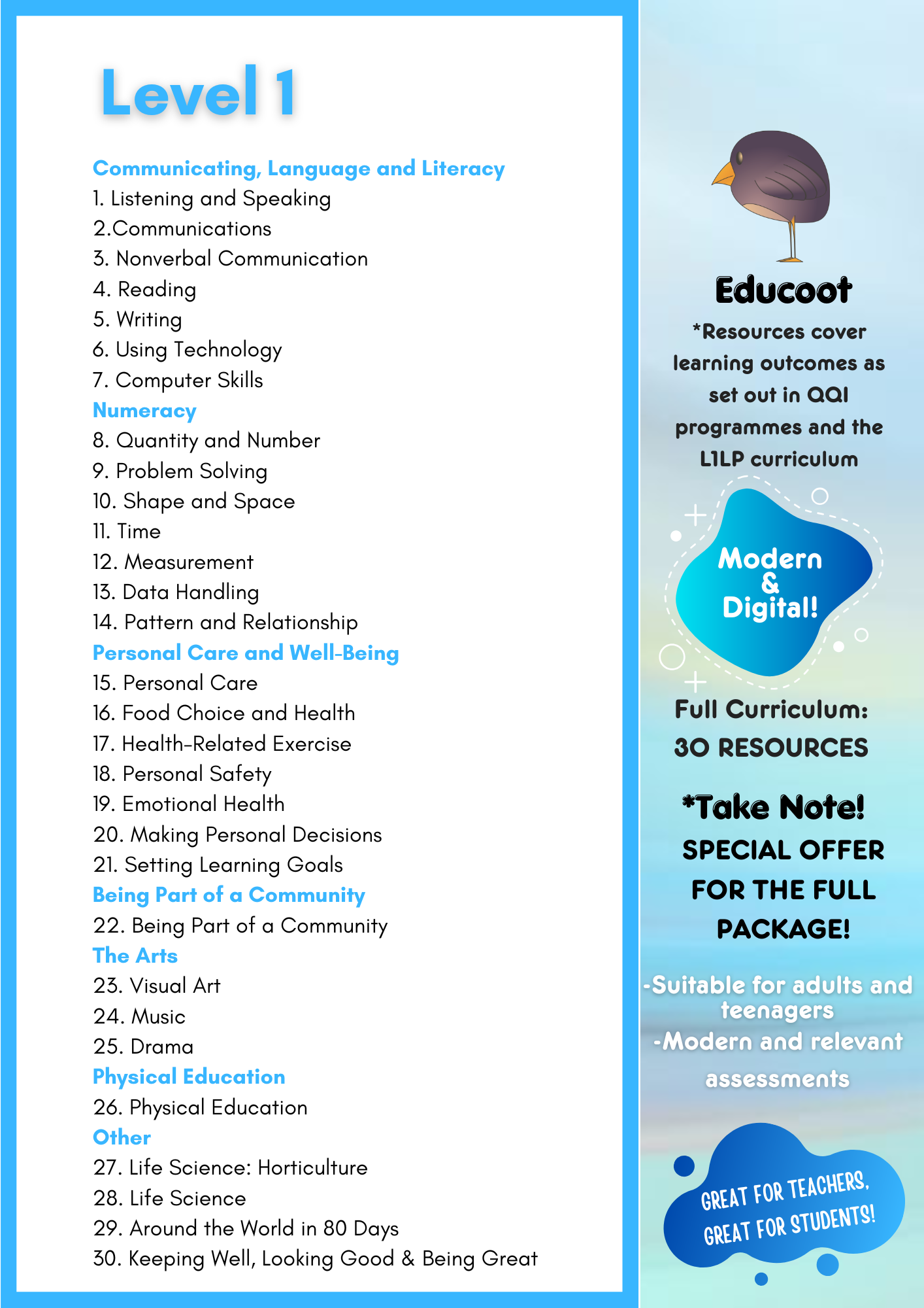 QQI Resources — Educoot Education Resources for literacy, numeracy ...