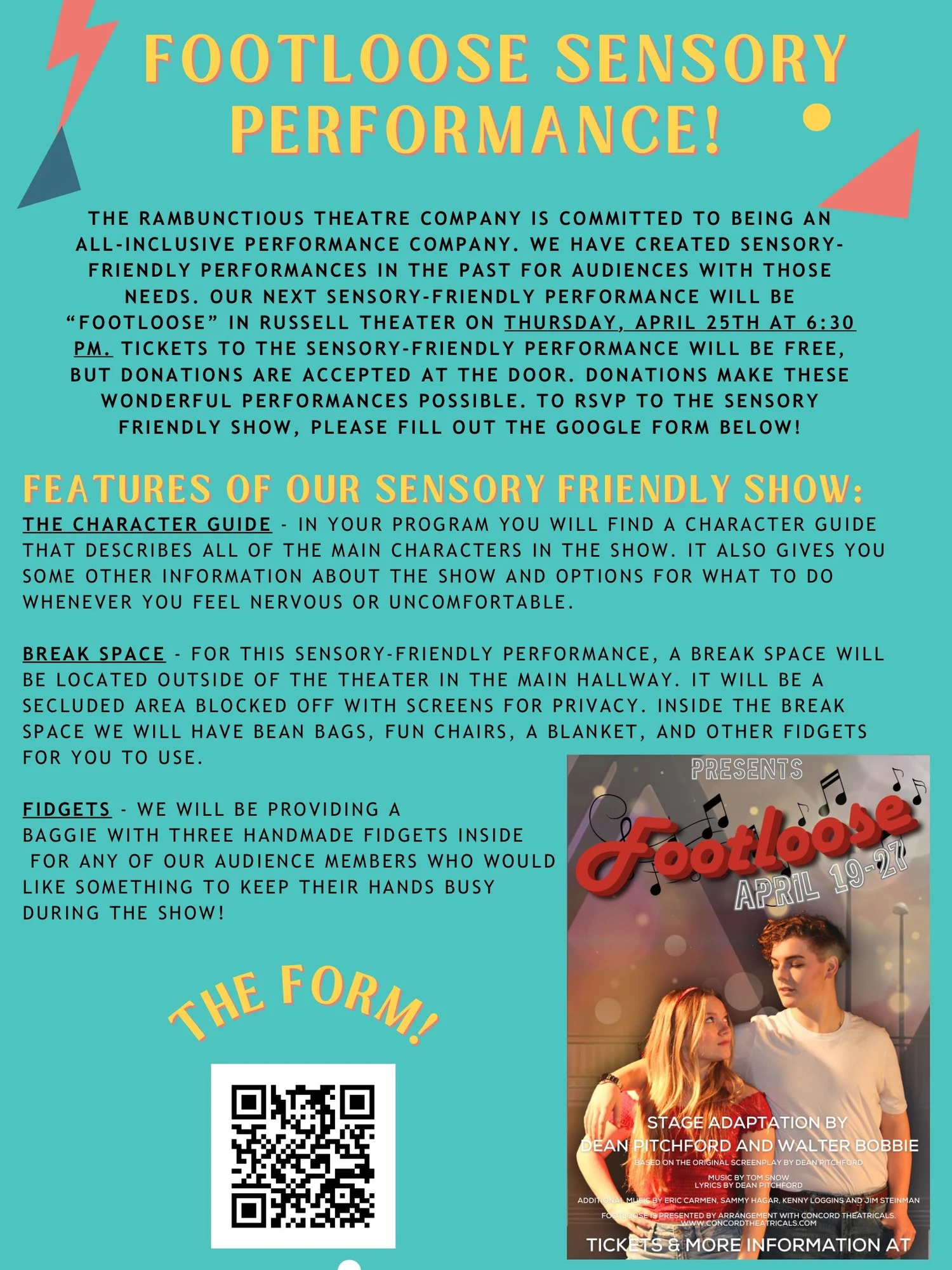 Sensory Friendly Performance Footloose Rambunctious Theatre Co